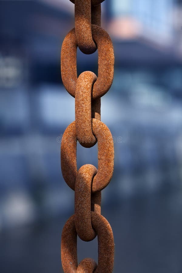 Rusty Chain stock image. Image of bluebackground, looped - 34585679