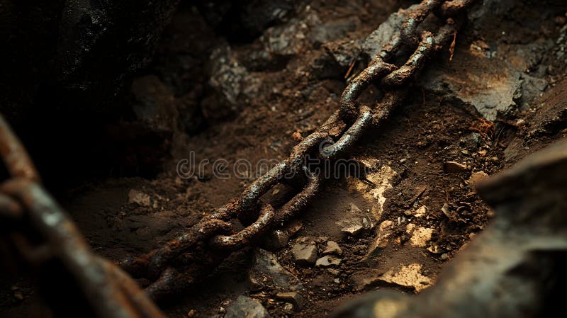 Rusty Chain on Weathered Rocks in a Natural Setting Stock Photo - Image ...