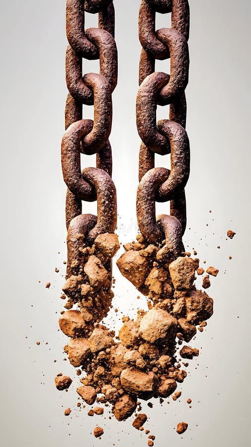 Rusty Chains Breaking with Dirt Falling Stock Image - Image of grunge ...
