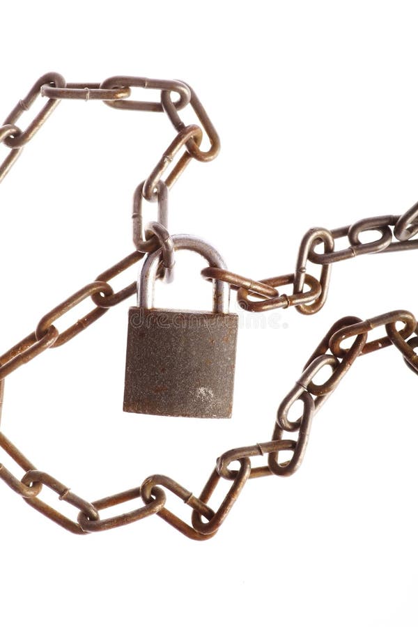 Rusty chains and lock stock photo. Image of metal, interlink - 40756434