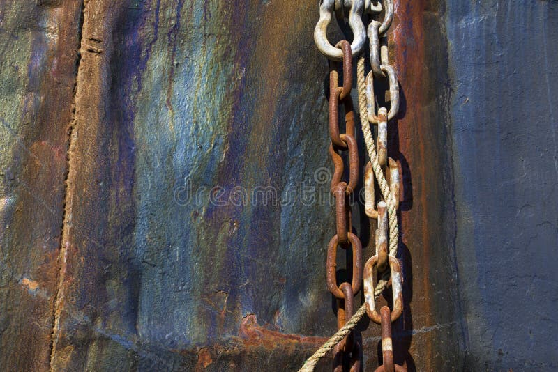 Rusty chains on old ship stock image. Image of chain - 178607299