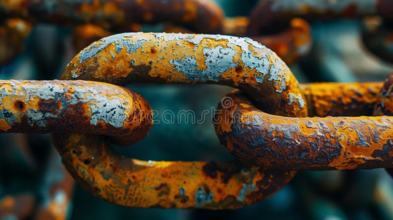 Rusty Chains with Peeling Paint Close-up Stock Illustration ...