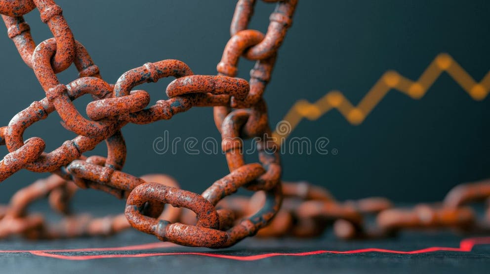 Ai Generative. Rusty Chains Symbolize Debt Trap Cycle, Representing ...
