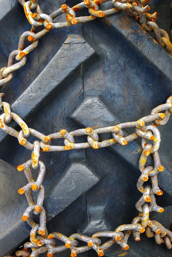 Rusty Chains On Vehicle Close-up Stock Image - Image of service, season ...