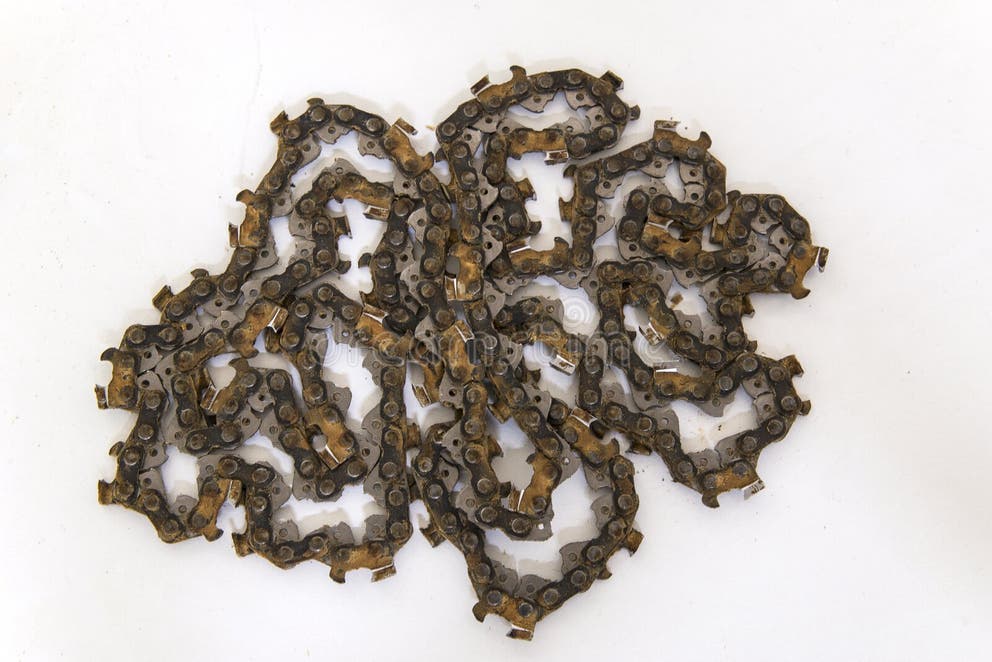 Rusty Chainsaw Chain Isolated Stock Photo - Image of resolution, motor ...