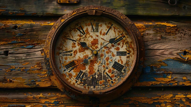 Clock Sitting on Top of Wooden Table Next To Mountain. Generative AI ...