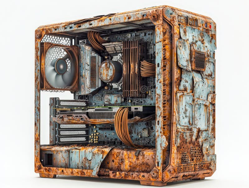 Rusty Computer Case with Visible Corrosion and Wear Showcasing Aged ...
