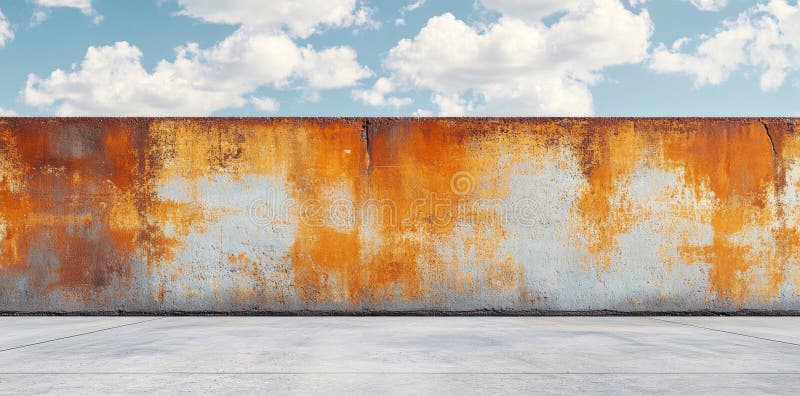 The Rusty Concrete Wall Contrasted with a Lively Sky Serves As a ...