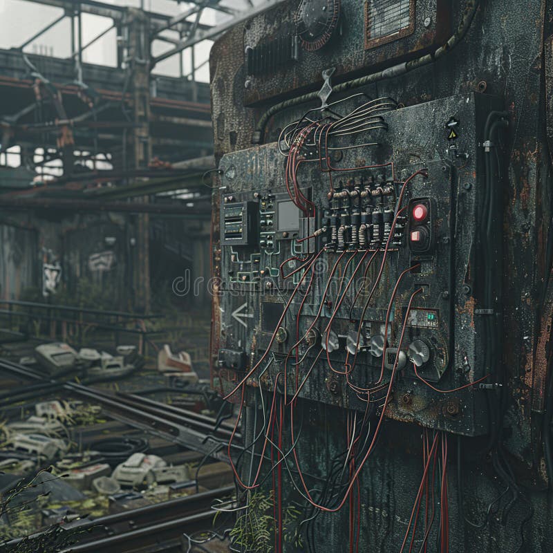 Rusty Control Panel in Abandoned Factory Stock Illustration ...