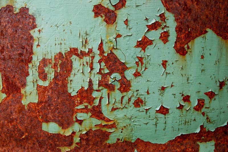 Rusty Corroded Iron Texture with Green Cracked Paint Stock Image ...