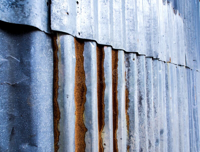 Rusty Corrugated Galvanized Sheet Fence Stock Photo - Image of ruins ...