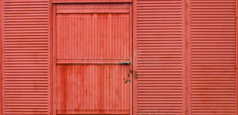 Rusty Corrugated Metal Red Wall and Door Stock Photo - Image of ...