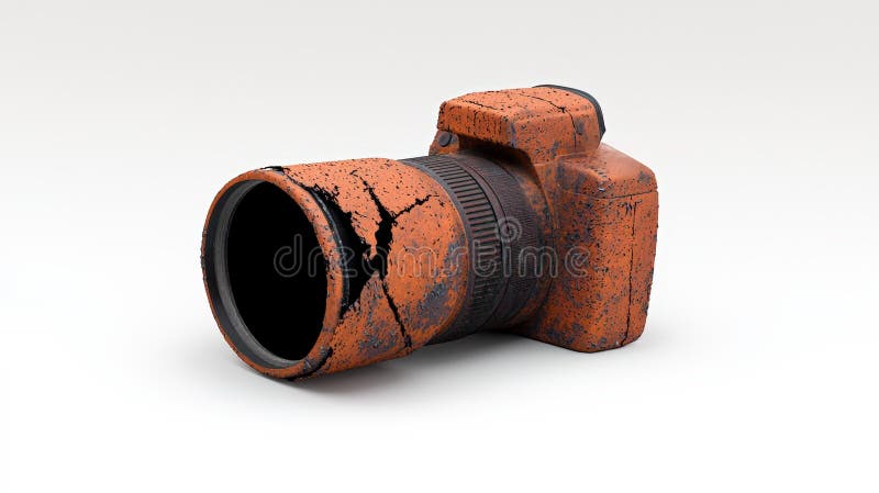 Rusty Cracked Camera on White Isolate Background Stock Illustration ...
