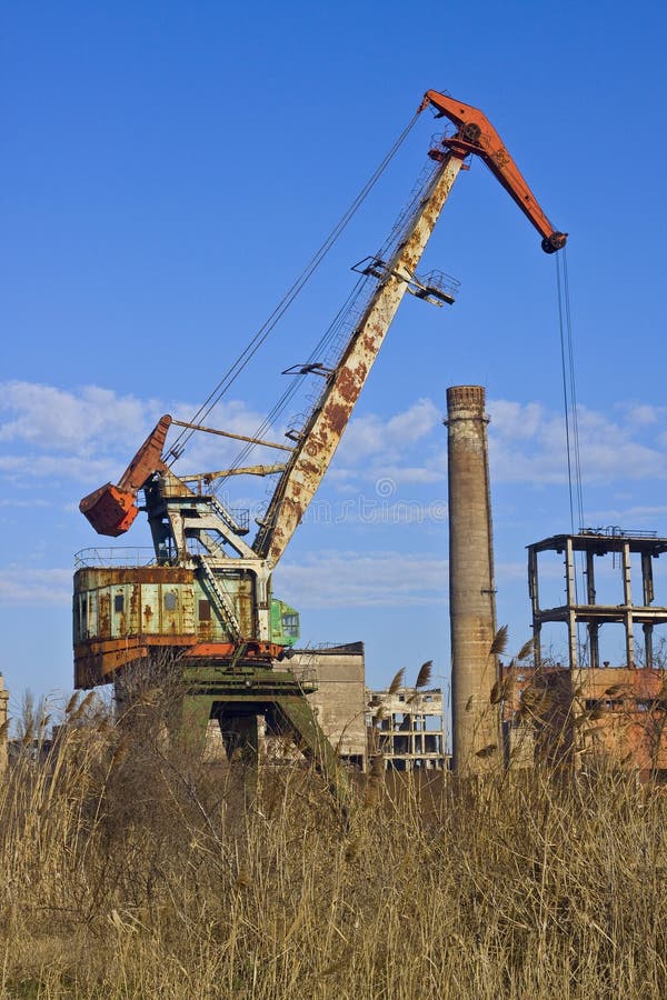 Rusty Crane on Abandoned Factory Stock Image - Image of crimea ...