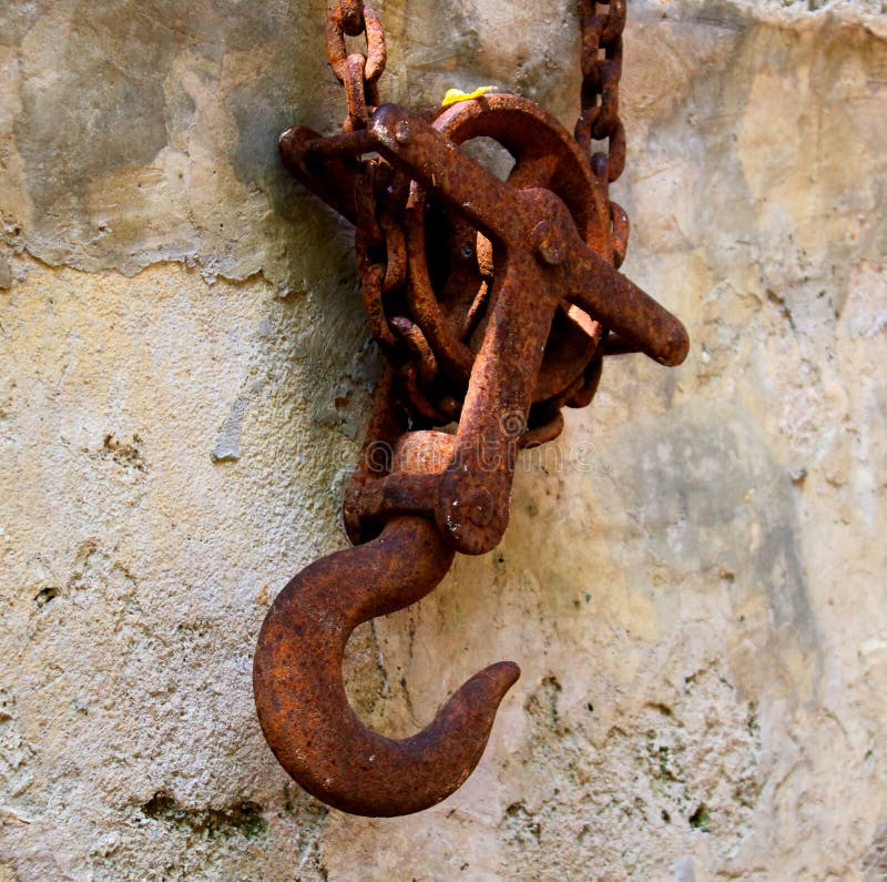 Rusty crane hook stock photo. Image of evocative, frightening - 179099410