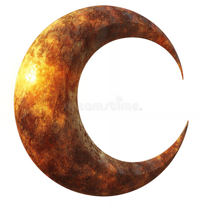 Rusty Crescent Moon Shape on White Background Stock Illustration ...