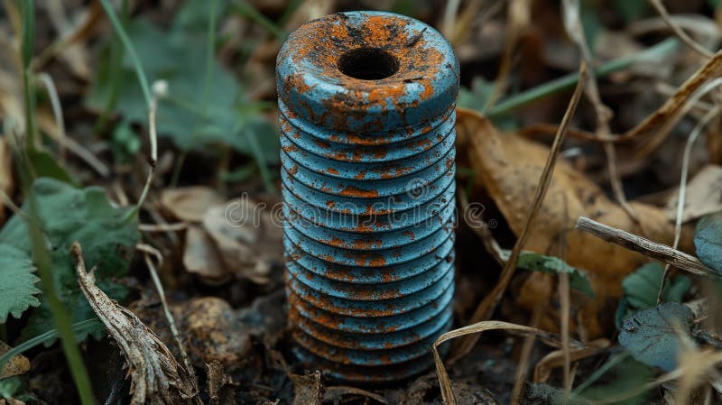 Rusty, Cylindrical Object in the Ground Stock Illustration ...