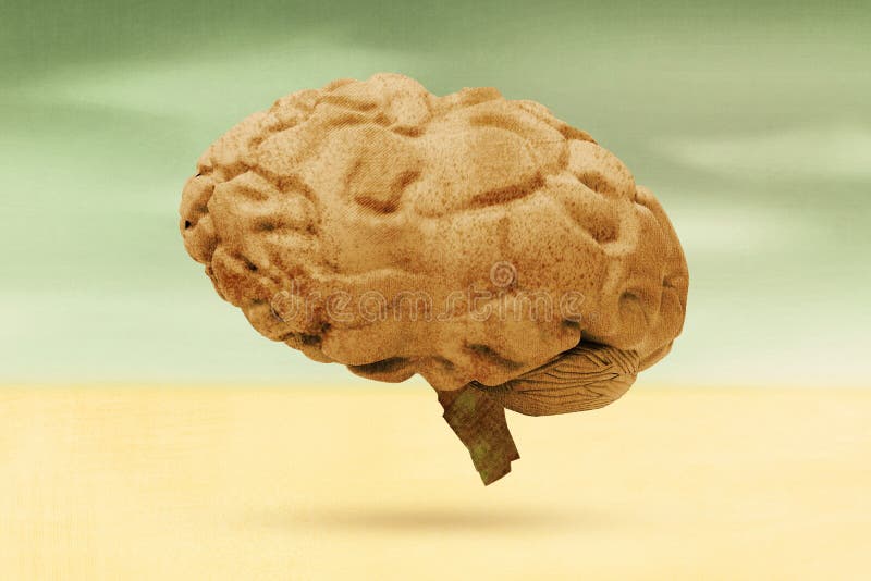 Rusty and 3D Rendered Stone Brain Isolated in a Desert with Grunge and ...