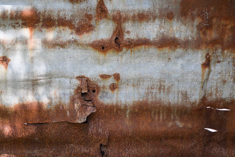 Damaged Galvanized Iron Sheet Wall on Old Warehouse. Detail View of Old ...