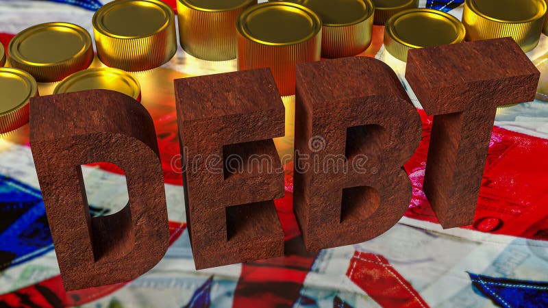 The Rusty Debt Text on English Flag for Business Concept 3d Rendering ...