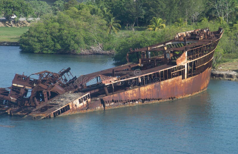 Rusty Decaying Hull of a Ship Stock Photo - Image of roatan, mahogany ...