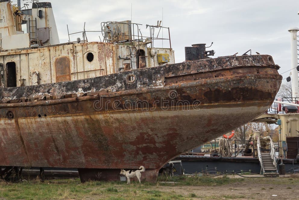 Rusty Decommissioned Marine Ship Stock Photo - Image of negleted ...