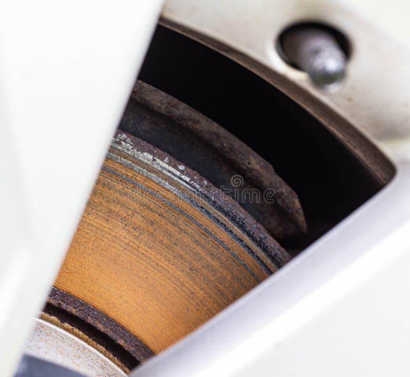 Rusty, Defective Brake Disc with a Shoulder on the Edge. Worn Brake ...
