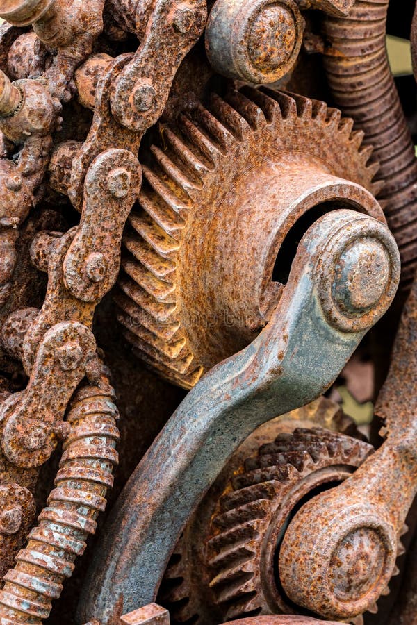 Rusty Details of Old Broken Industrial Machine Stock Photo - Image of ...