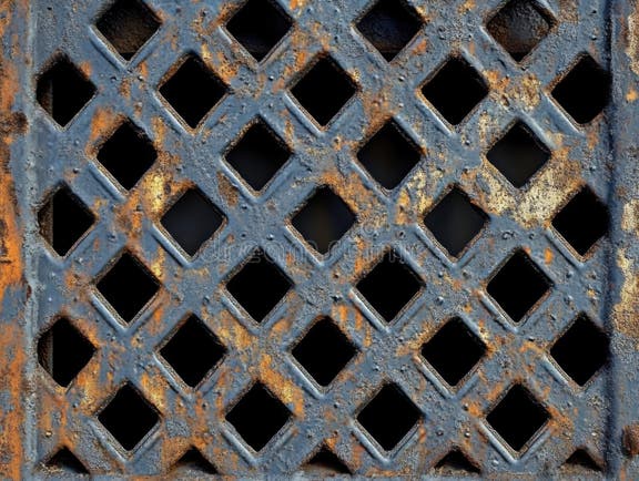 Rusty Diamond Pattern Metal Grate Stock Image - Image of geometric ...