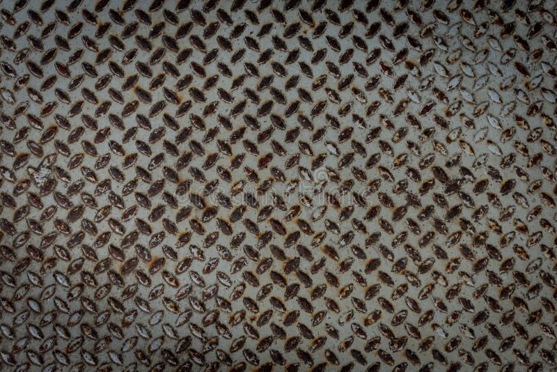 Diamond Steel Plate with Rust Texture Background Dark Tone Stock Photo ...