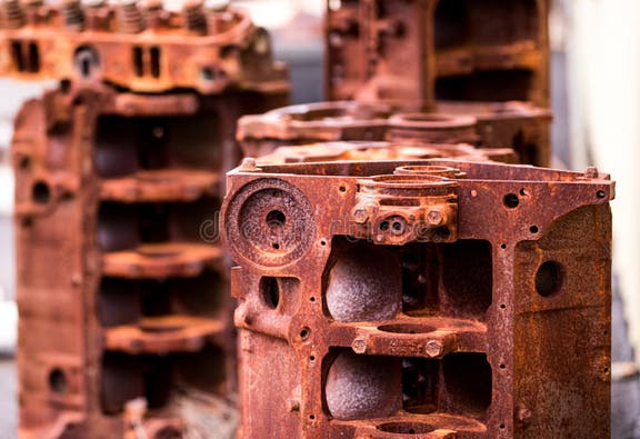 Rusty engine blocks stock image. Image of greasy, dump - 108787591
