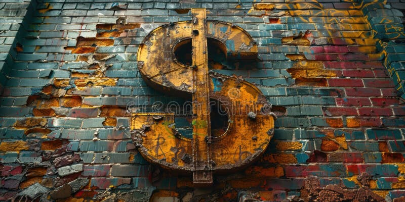 Rusty Dollar Sign Brick Wall Created Generative Artificial Intelligence ...