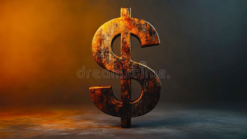 A Rusty Dollar Sign Sitting on Top of a Table Stock Photo - Image of ...