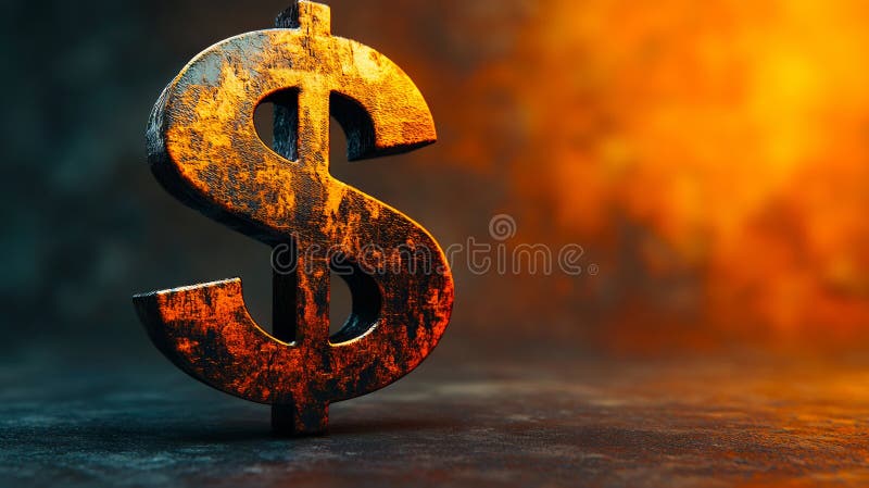 A Rusty Dollar Sign Sitting on Top of a Table Stock Image - Image of ...