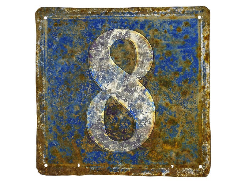 Rusty Domestic Code Plate with Number 8 Stock Photo - Image of ...
