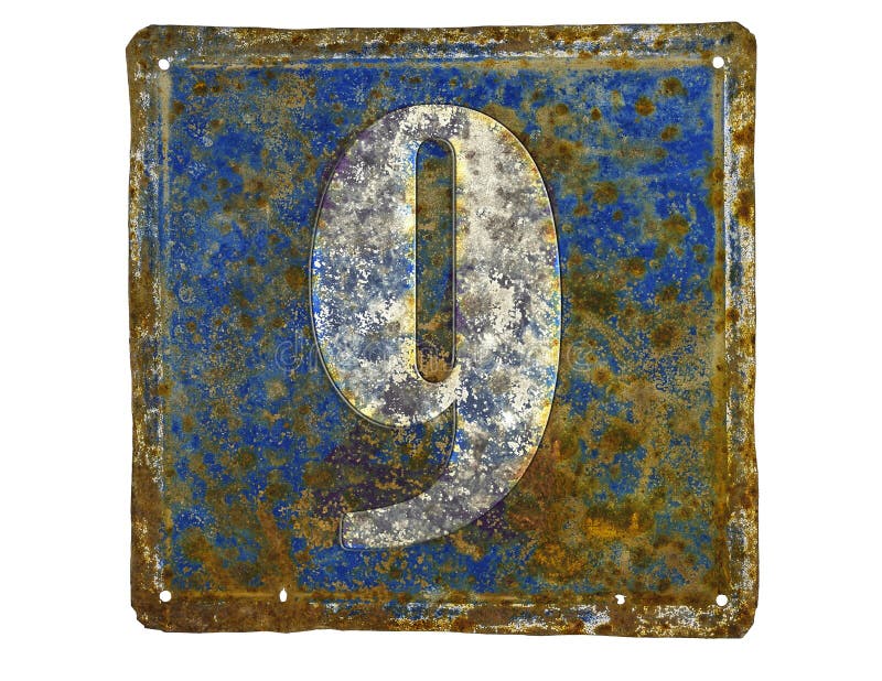 Rusty Domestic Code Plate with Number 9 Stock Illustration ...