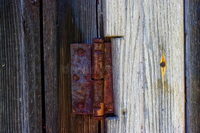 Rusty Door Hinge on the Barn Stock Image - Image of rural, summer ...