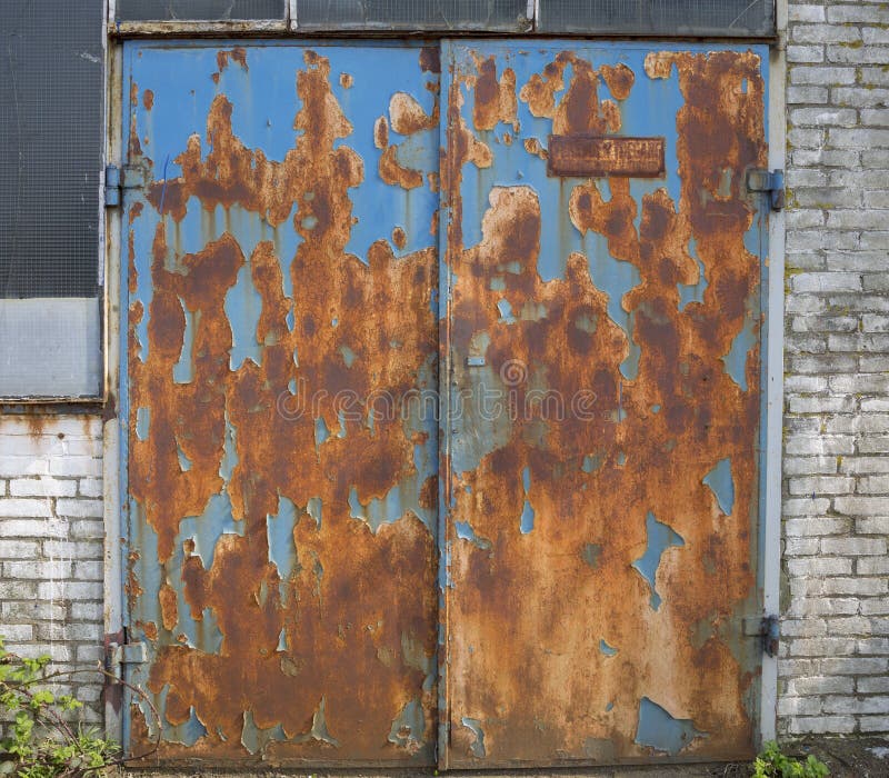 Rusty Door at Industrial Site Stock Image - Image of pattern, metal ...