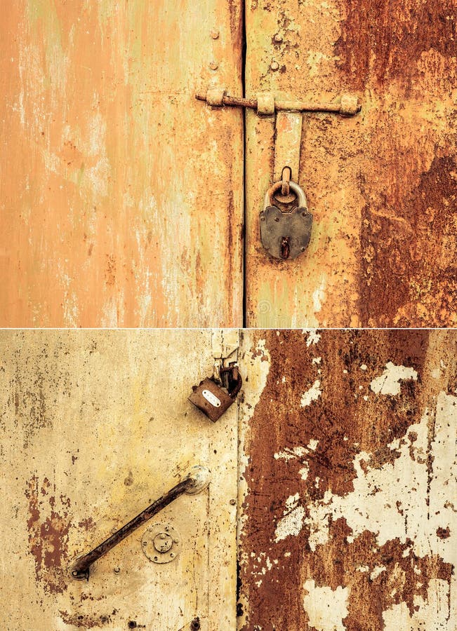 Rusty door and lock stock photo. Image of security, painted - 38867644