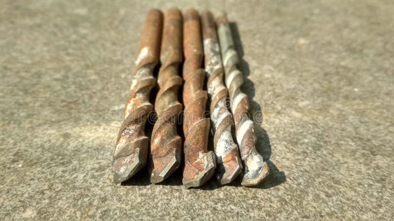 Rusty Drill Bits of Different Sizes. Stock Photo - Image of engineering ...
