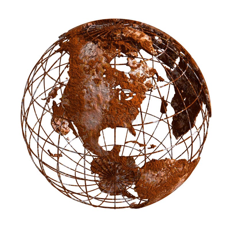 Rust Earth planet 3D Globe stock image. Illustration of coordinates ...