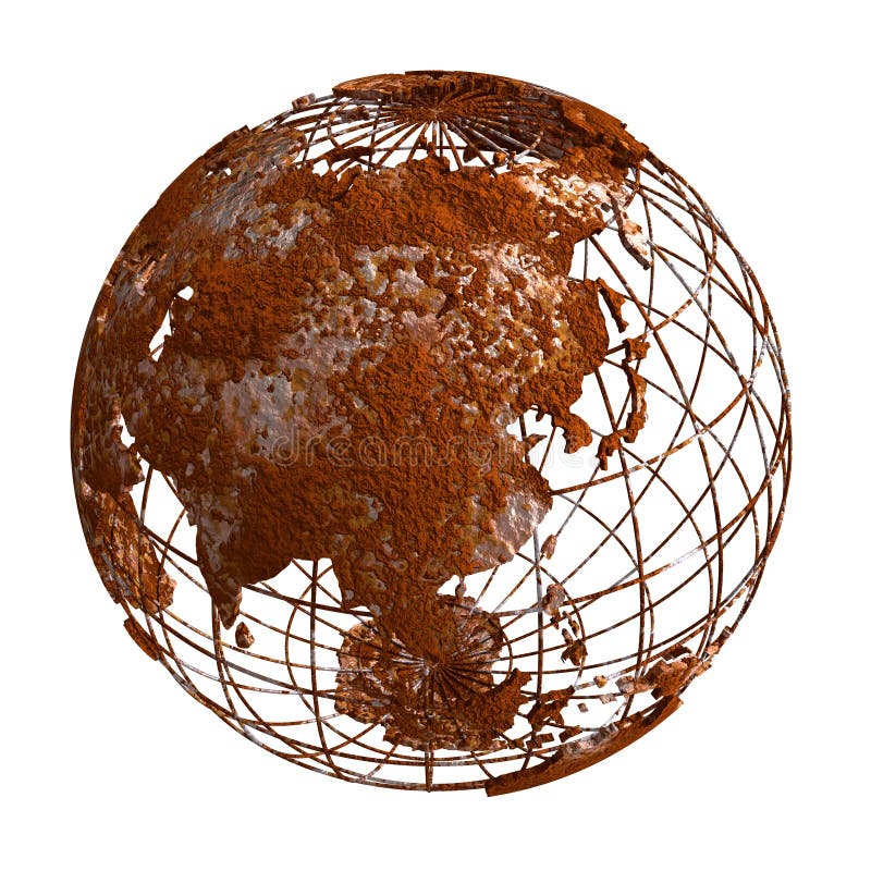 Rust Earth planet 3D Globe stock photo. Illustration of corrosion ...