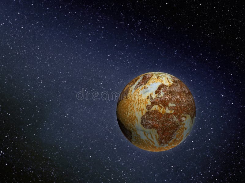 Rusty earth in space stock illustration. Illustration of planet - 49061693
