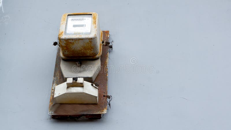 Rusty Old Electric Switch Bare Cables Brickwall Stock Image - Image of ...
