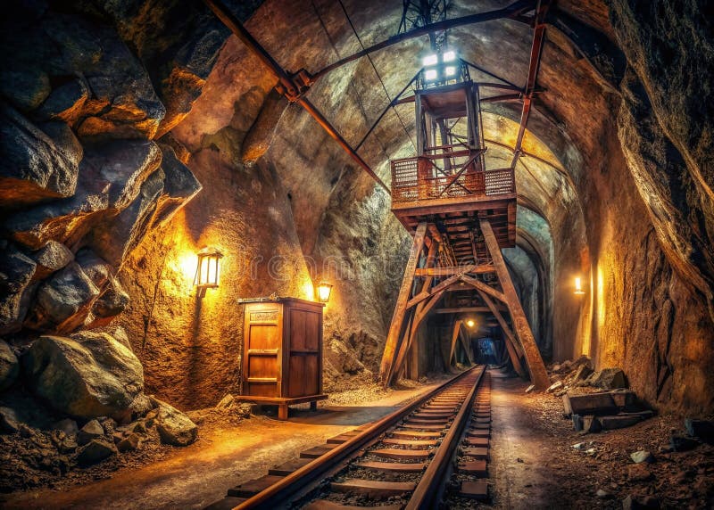 Rusty Elevator Descending into a Forgotten Iron Mine a Glimpse into ...
