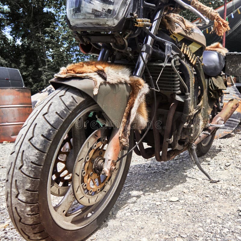 Rusty End Time Motorcycle Decorated and Dressed Up with Skins of Small ...