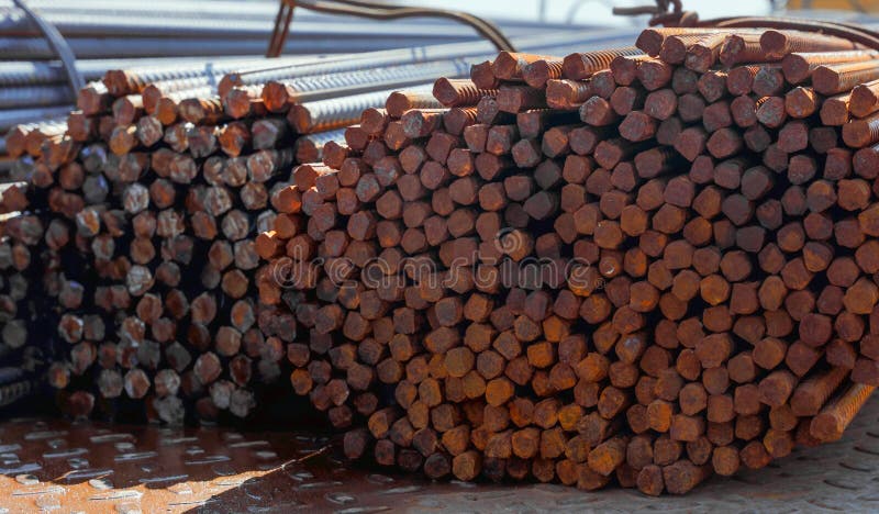 Rusty Ends of Steel Reinforcement Stock Image - Image of contractor ...
