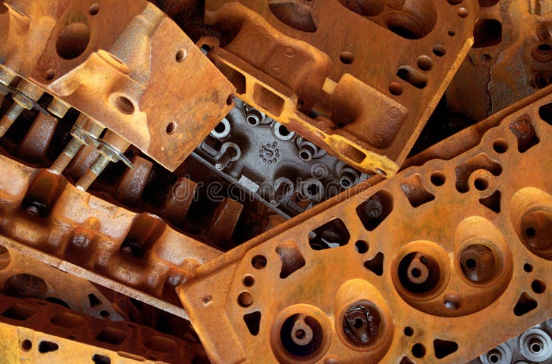Rusty Engine Blocks stock photo. Image of scrap, block - 47250148
