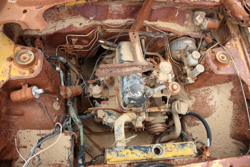Old Rusty Car without an Engine Stock Image - Image of leave, america ...