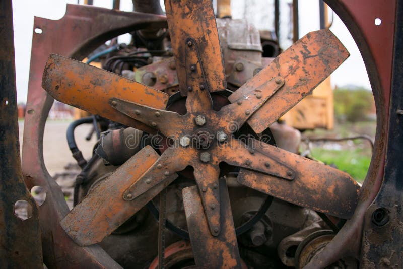 Rusty Engine of an Old Abandoned Tractor Stock Image - Image of device ...